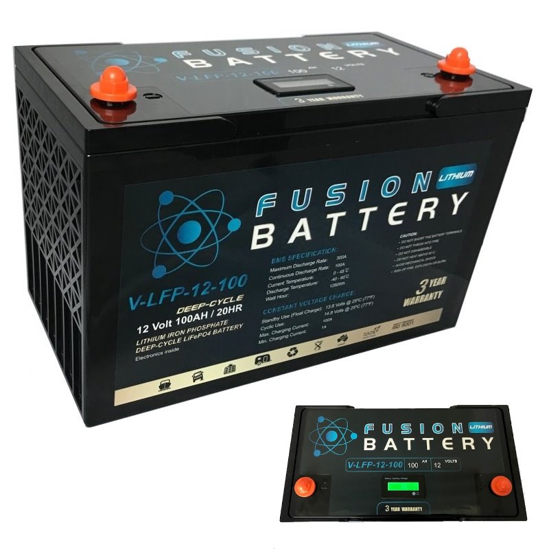 Fusion V-LFP-12-100 12V 100AH Lithium Deep-Cycle LiFePO4 Battery ...